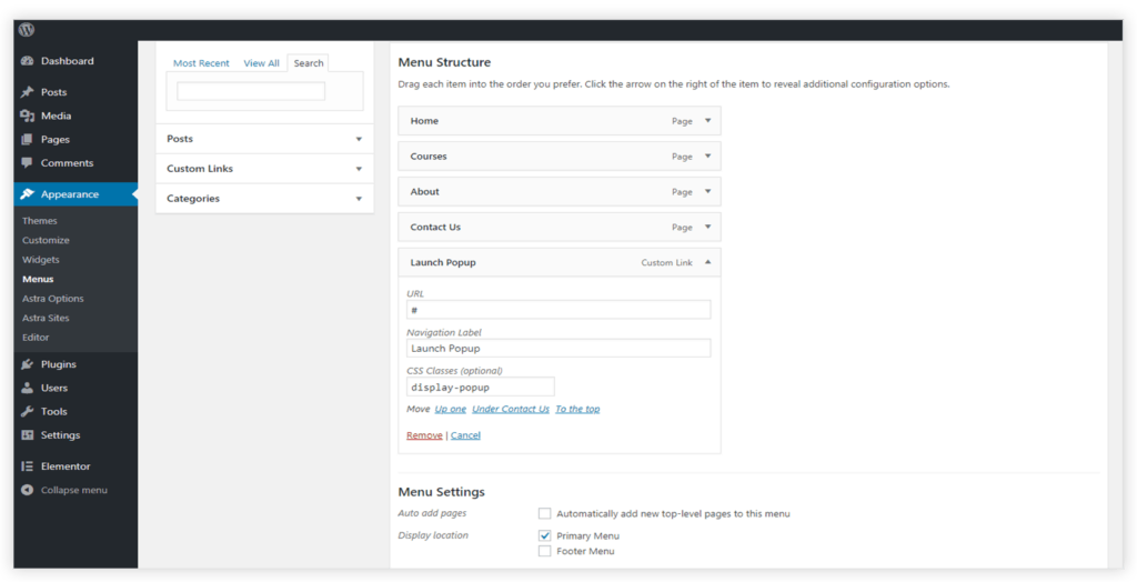 How To Trigger A Modal Popup On The Click Of A Menu Element