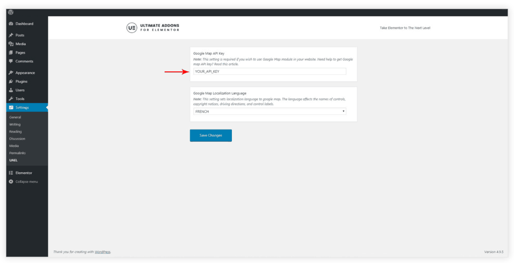 How to create Google API key in Google Maps Widget of UAE?