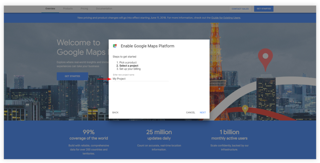 How to create Google API key in Google Maps Widget of UAE?