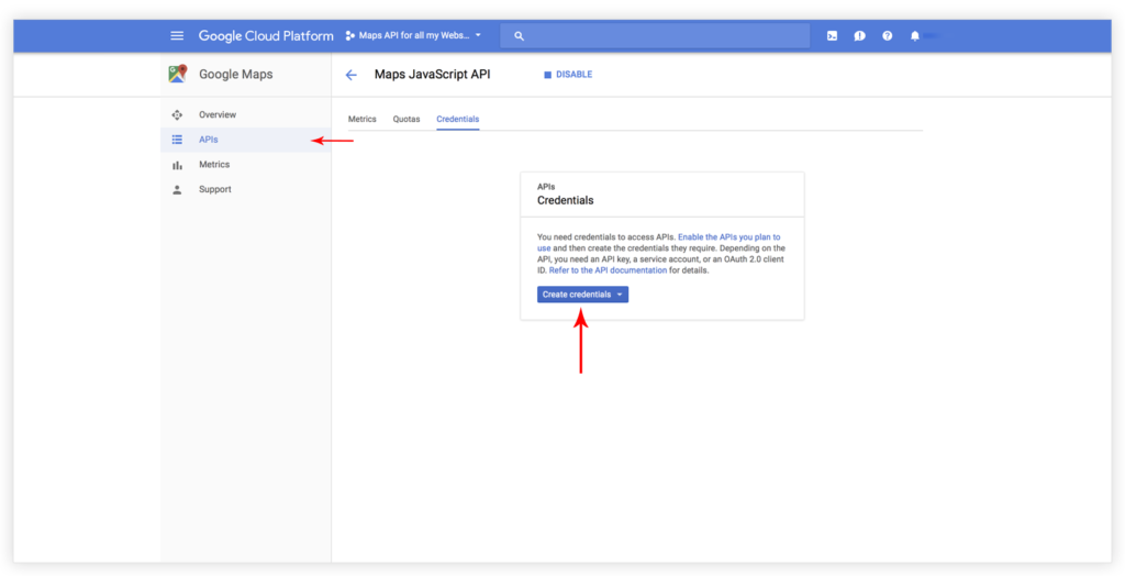 How to create Google API key in Google Maps Widget of UAE?
