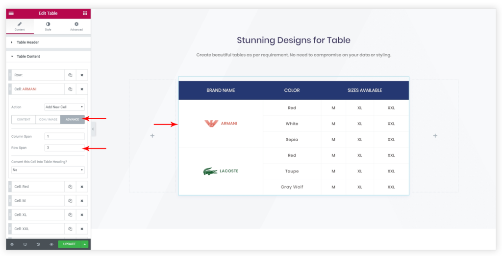 How to Merge Columns and Rows in Table?