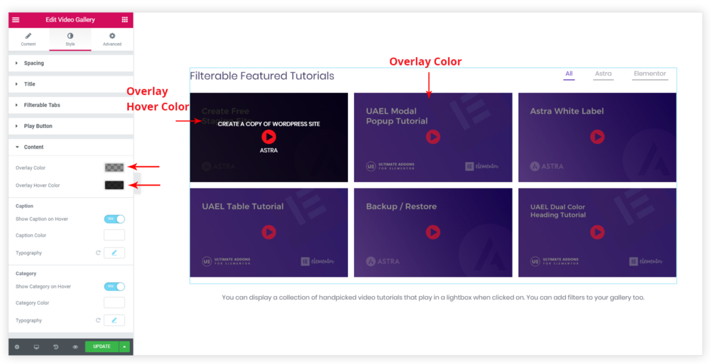 How to Set Overlay Color on the Video Thumbnail on Mouse Hover?