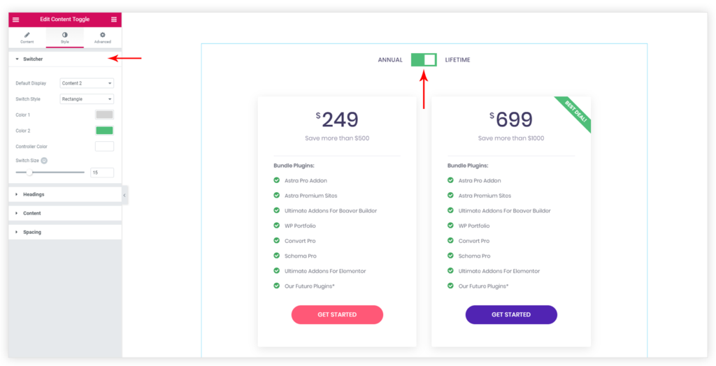 Content Toggle Widget