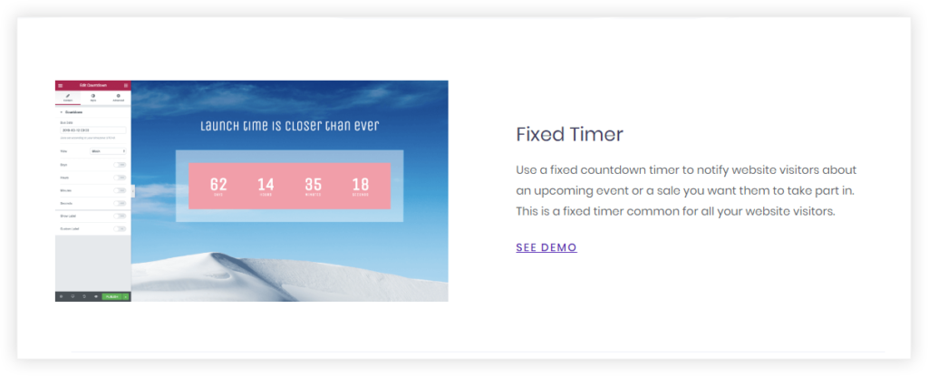 Types of Timers in Countdown Timer widget