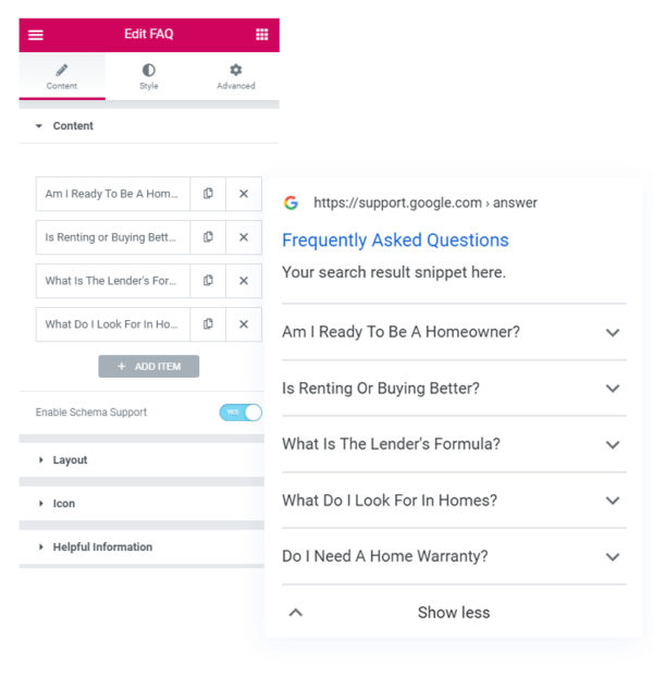 FAQ Widget for Elementor
