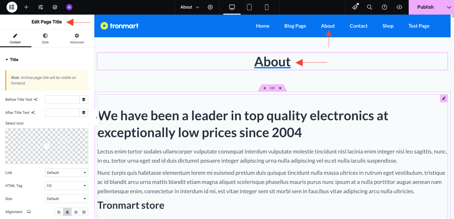 Page Title Widget
