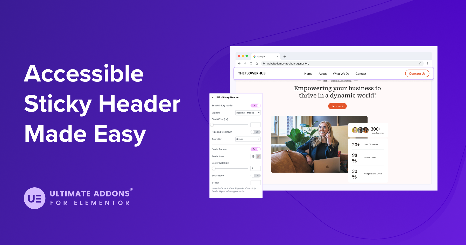 Customizable Sticky Header Widget
