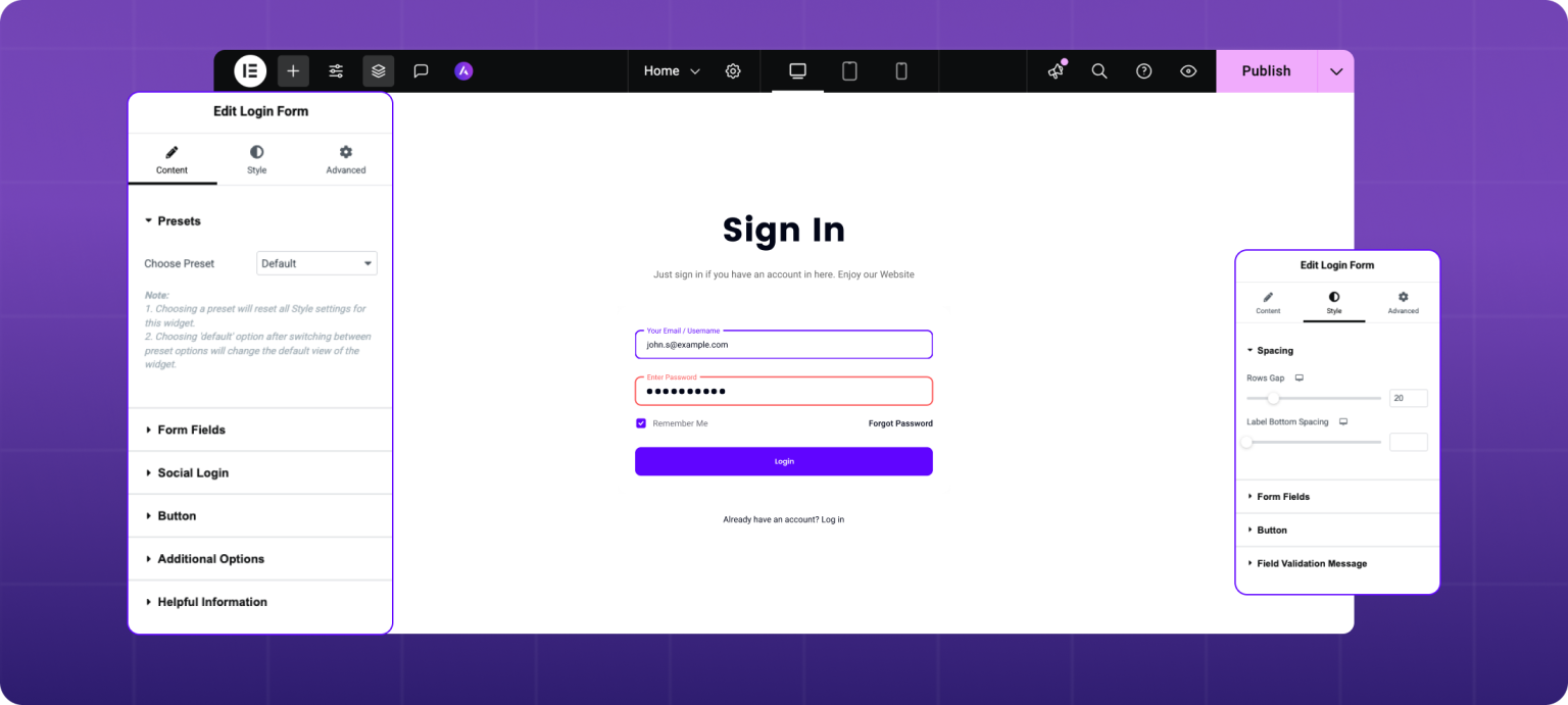 Design Beautiful Login Forms with Social Login Support in Elementor