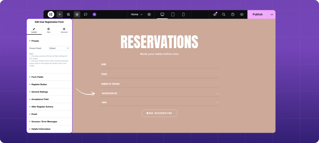 Customized User Registration Forms